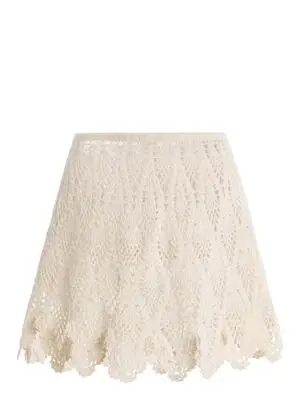 JW Anderson Crocheted Wool Lace Mini Skirt - White