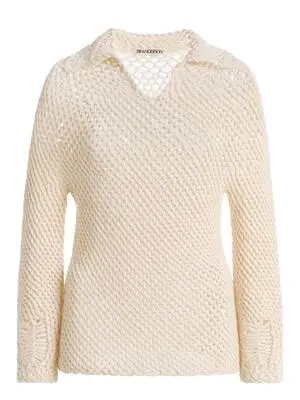 JW Anderson Crocheted Wool Knit Sweater - White
