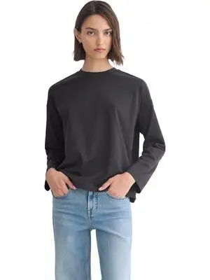 Everlane Everlane Forever Jersey Boxy Long-Sleeve Crew Neck T-Shirt Black
