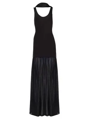 FOREVER YOUNG THE LABEL Aurea Crepe Maxi Dress With Detachable Scarf - Black