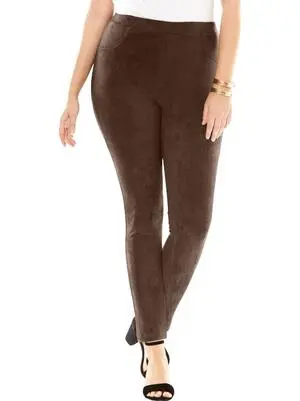 Roaman's Faux Suede Legging - Chocolate