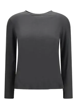 WEEKEND MAXMARA Weekend Max Mara Embroidered Logo Long Sleeve T-shirt - Grey