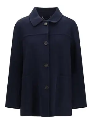 'S MAXMARA S Maxmara Giugno Short Virgin Wool Coat - Blue