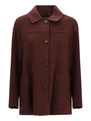 'S MAXMARA S Maxmara Giugno Short Virgin Wool Coat - Bordeaux