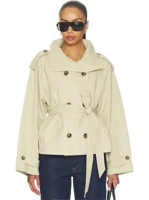 ELODIE THE LABEL Saint Cropped Trench Jacket - Khaki