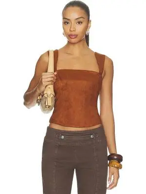 Amanda Uprichard Ceronne Suede Top - Chestnut