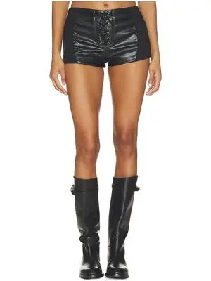 Superdown Faux Leather Lace-up Shorts - Black