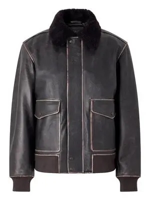 Rag & Bone Manston Leather Bomber Jacket - Brown
