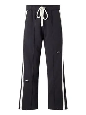 NAHMIAS Repaired Wide-leg Cotton-jersey Drawstring Sweatpants - Black