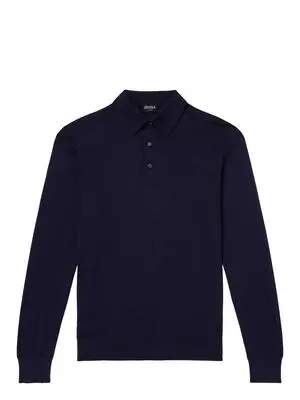 Zegna Zegna - Cashmere And Silk-Blend Polo Shirt - Men - Blue  Navy