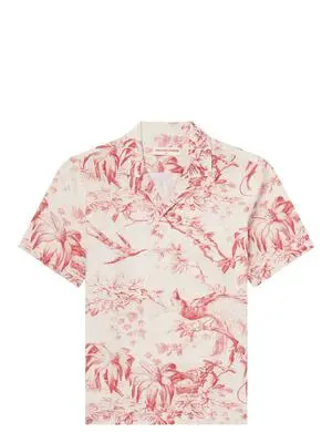 Orlebar Brown Maitan Camp-collar Printed Linen Shirt - Red