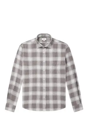 Hartford Paul Checked Cotton And Lyocell-blend Flannel Shirt - Brown