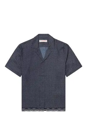 Orlebar Brown Maitan Camp-collar Printed Silk-satin Shirt - Blue