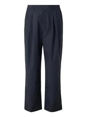 SSSTEIN Wide-leg Cotton-blend Pleated Satin Trousers - Black