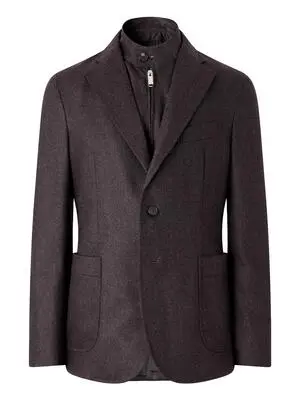 SLOWEAR Wool-blend Flannel Suit Jacket - Brown