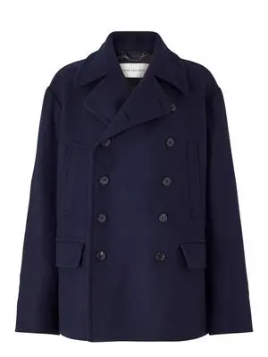 Dries Van Noten DRIES VAN NOTEN Double-Breasted Wool-Blend Coat Navy