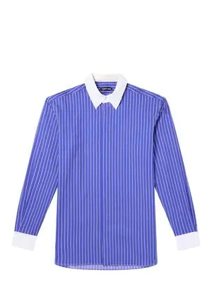 TOM FORD Pinstriped Silk Shirt - Navy
