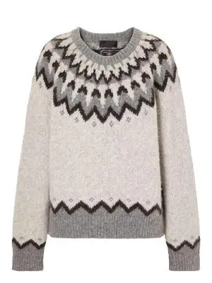 NILI LOTAN Alan Fair Isle Intarsia-knit Wool And Alpaca-blend Sweater - Light Gray