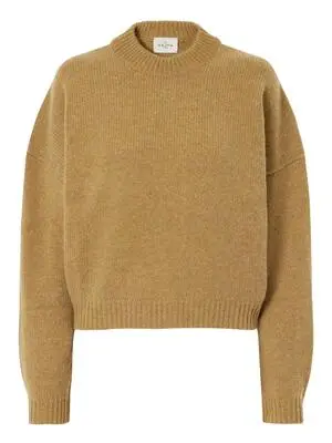 Le Kasha Brown Cashmere Ribbed Sweater - Chartreuse