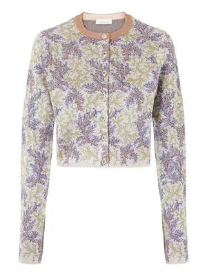 Rabanne Cropped Jacquard Cardigan - Multi