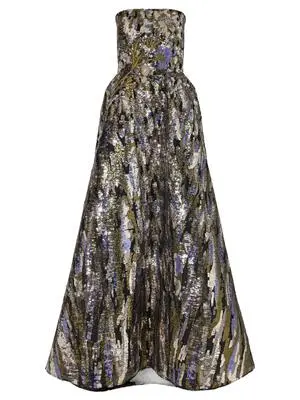 Elie Saab Strapless Embroidered Sequined Tulle Gown - Multi