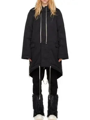 Rick Owens Drawstring-hooded Parka Coat - Black