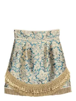 DOLCE & GABBANA Dolce & Gabbana Tassel Embellished Paisley Brocade Mini Skirt