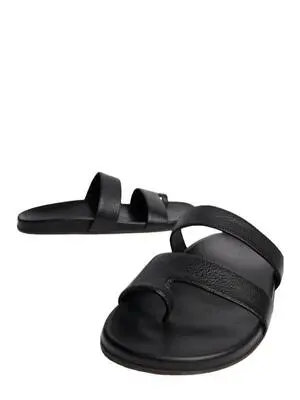 THE ROW Hugh Leather Sandals - Black