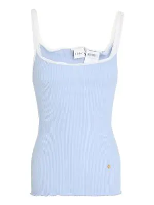 Chloé Chloe Ribbed Lace Trim Camisole Blue