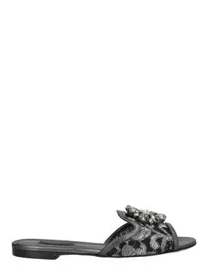 Dolce & Gabbana Dolce & Gabbana Embellished Lace Slide Sandals Black