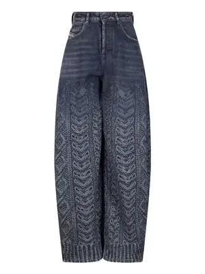DIESEL® Diesel Patterned Wide-Leg Jeans