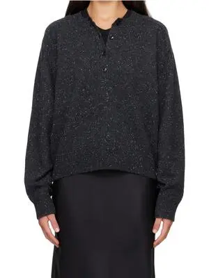 Loulou De Saison Ribbed Henley Sweater - Charcoal-grey