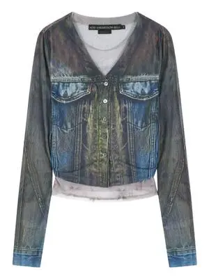 Andersson Bell Trompe L'oeil Denim Layered Top - Brown