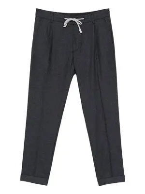 Eleventy Pleated Drawstring Waist Trousers - Blue