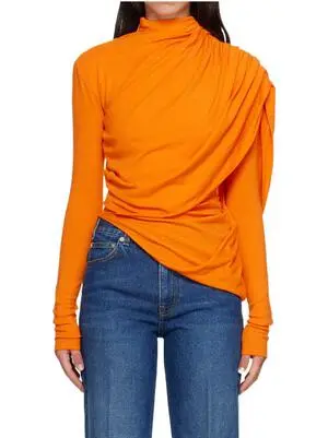 MUGLER Cascade Sleeves Top - Orange