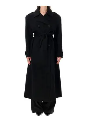 THE FRANKIE SHOP Double-breasted Belted Coat - Black