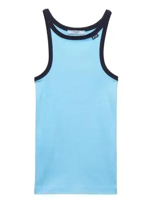 Prada Ribbed Knit Tank Top - Light Blue/blue