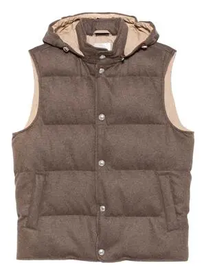 Eleventy Quilted Hooded Vest - Brown