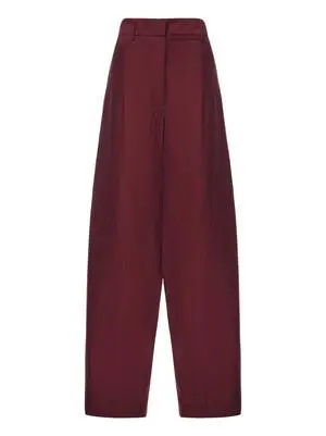 OTTOD'AME Pleated Wide-leg Trousers - Red