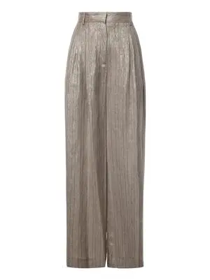 OTTOD'AME Pinstriped Wide-leg Pants - Beige