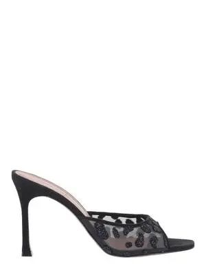 Amina Muaddi Embellished Mesh High-heeled Sandals - Black