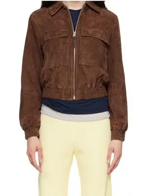 Mackage Long-sleeve Leather Jacket With Zipper - Brown