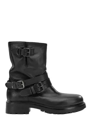 STRATEGIA Strategia Buckled Mid Calf Leather Boots