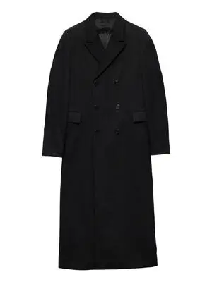 Prada Double-breasted Wool Coat - Black