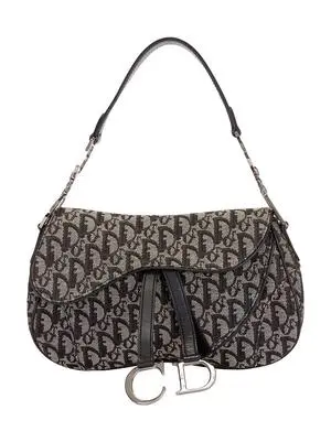 Dior Trotter Oblique Double Saddle Bag - Blue