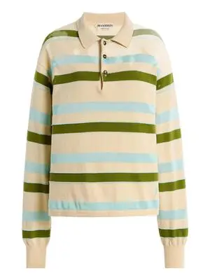 JW Anderson Rubgy Striped Cotton-wool Knit Polo Shirt - Stripe