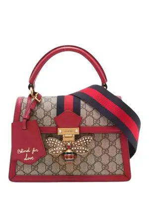 Gucci Small Gg Supreme Web Queen Margaret Top Handle Bag Satchel - Neutrals