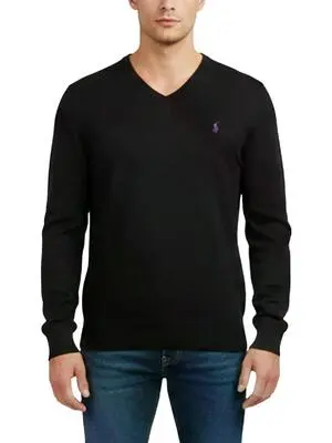 Polo Ralph Lauren V-neck Logo-embroidered Sweater - Black