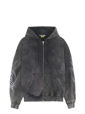 IUTER Tribal Marble-effect Zip-up Hoodie