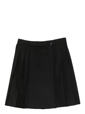 I BLUES Pleated Wrap Mini Skirt - Black